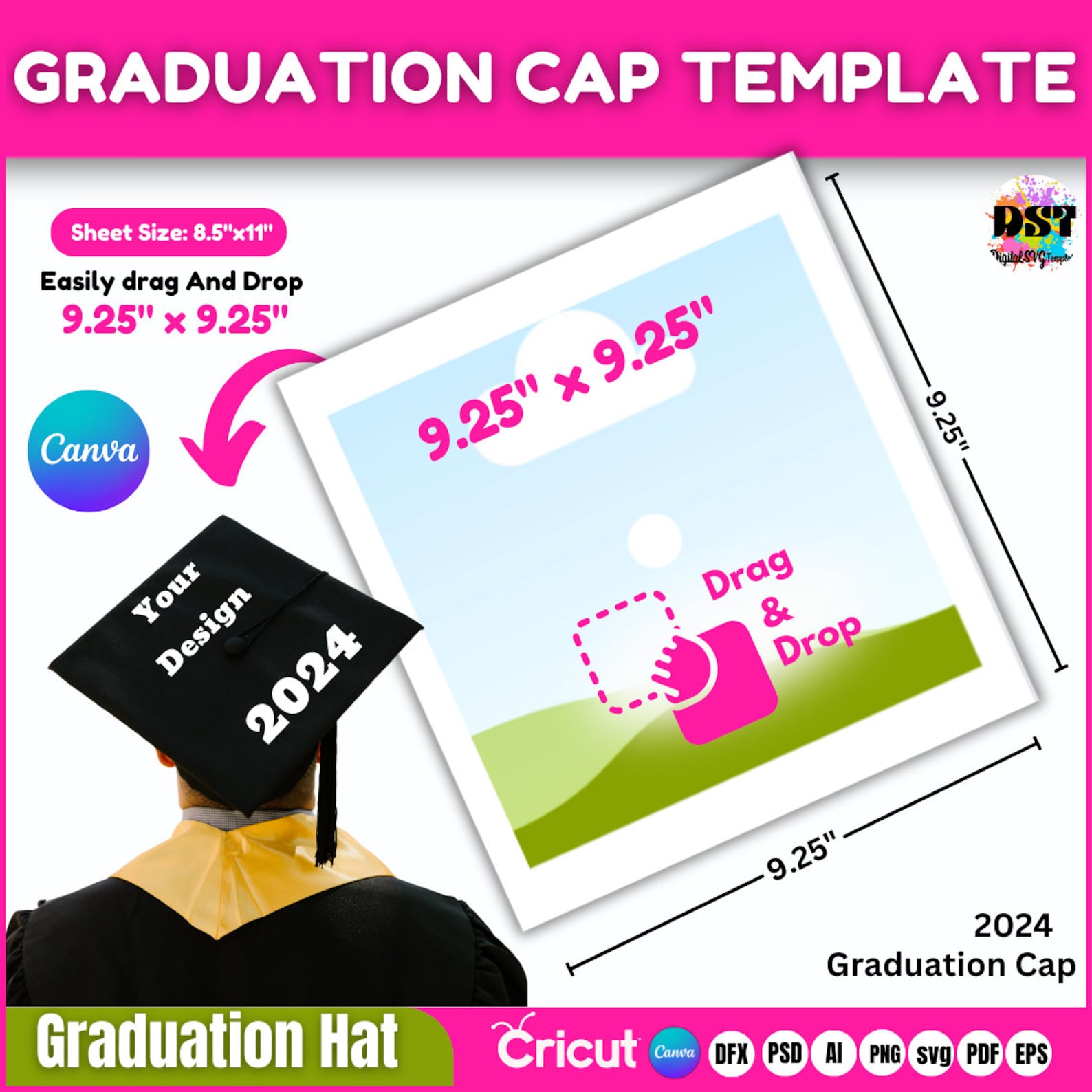 Graduation Cap Topper Templates, Blank Graduation Cap Template ...
