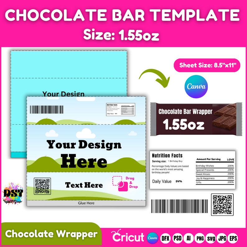Chocolate Bar Wrapper Template, Candy Bar Wrapper, Chocolate Wrapper ...