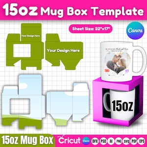 15oz Mug Box Template, Mug Holder Template, Mug Box Template With ...