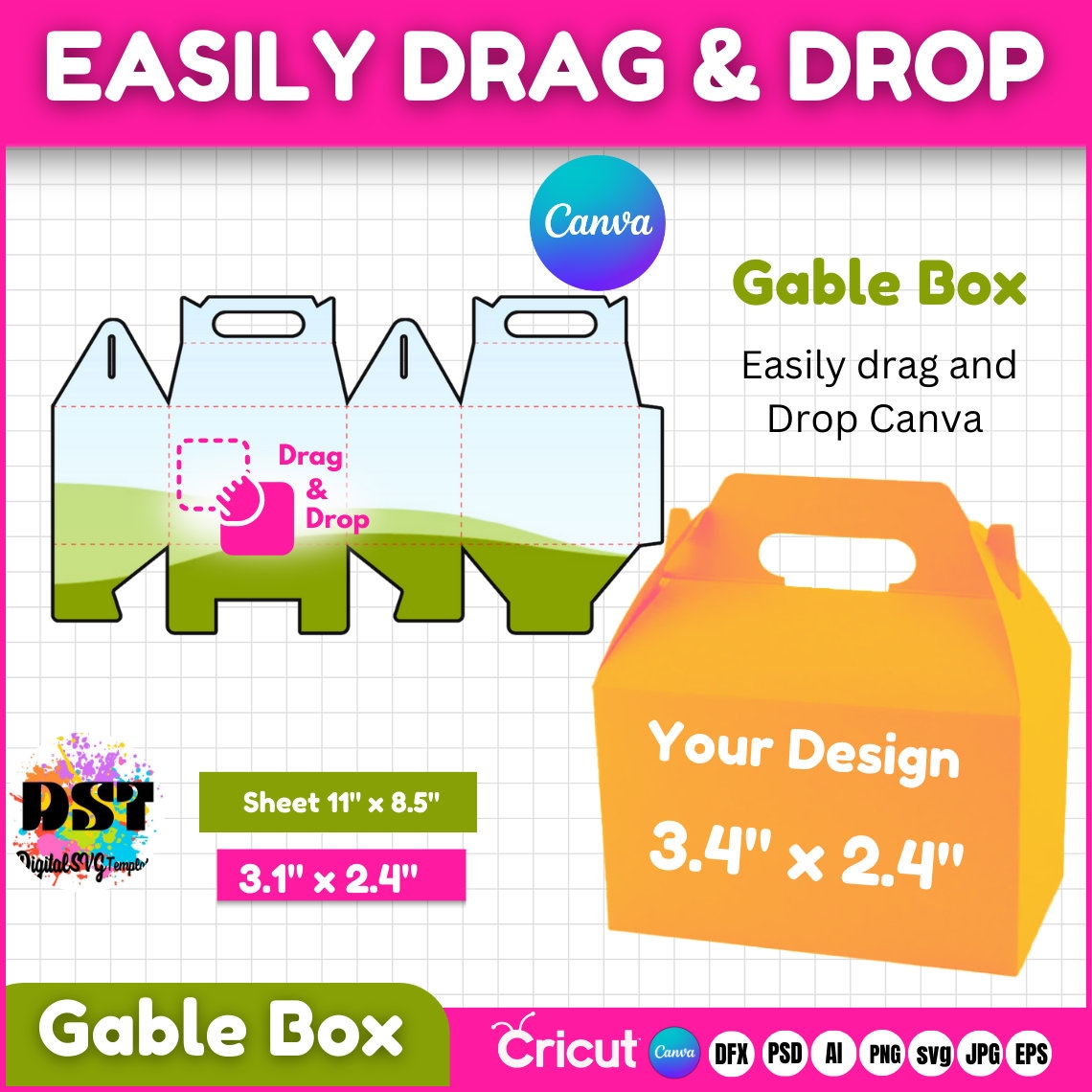 Gable Box Template Svg, Gable Box Template, Party Favor Box, Gable Box ...