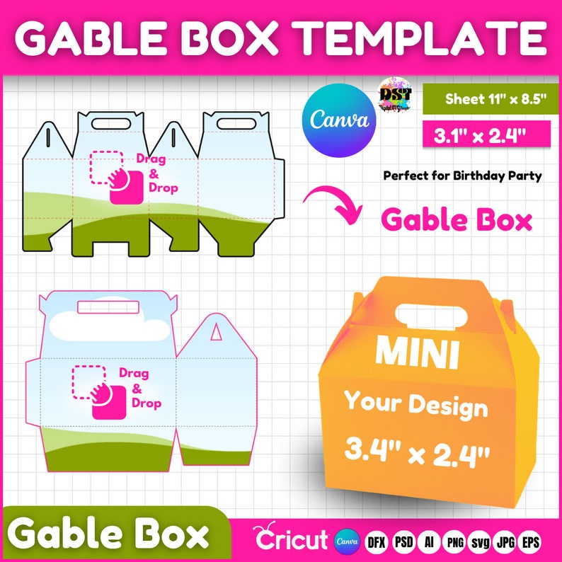 Gable Box Template Svg, Gable Box Template, Party Favor Box, Gable Box ...