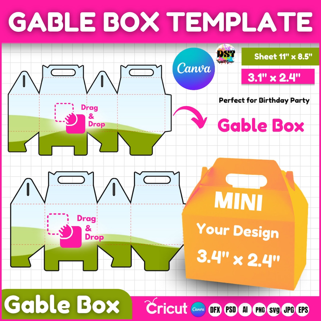 Gable Box Template Svg, Gable Box Template, Party Favor Box, Gable Box ...