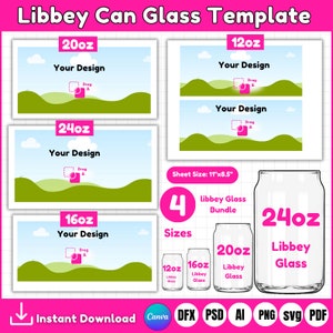 Libbey Can Glass Template, Glass Jar Cup Template, Libbey Glass Wrap ...