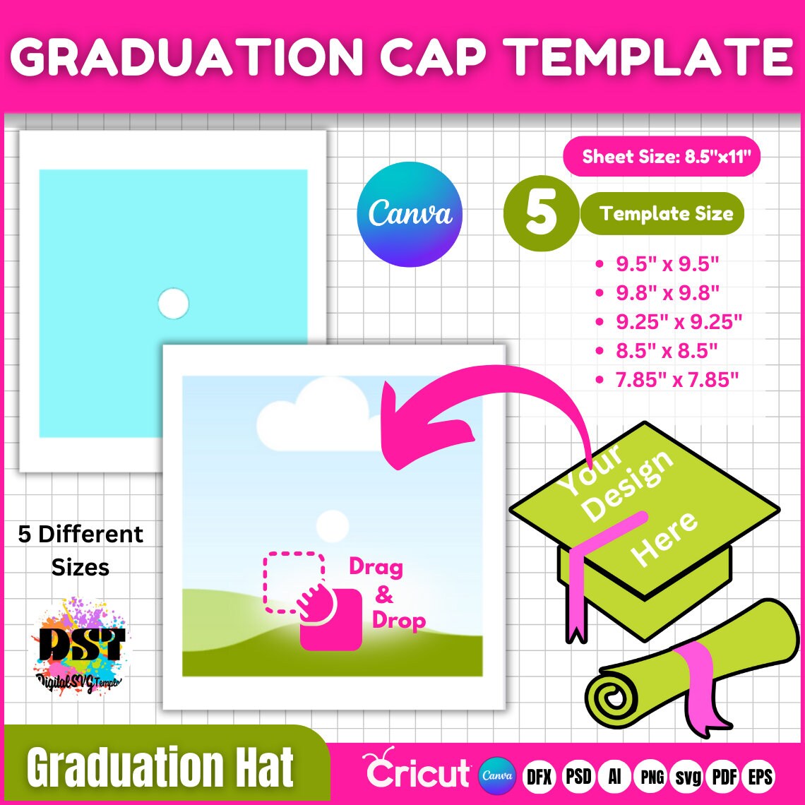 Graduation Cap Topper Templates, Blank Graduation Cap Template ...