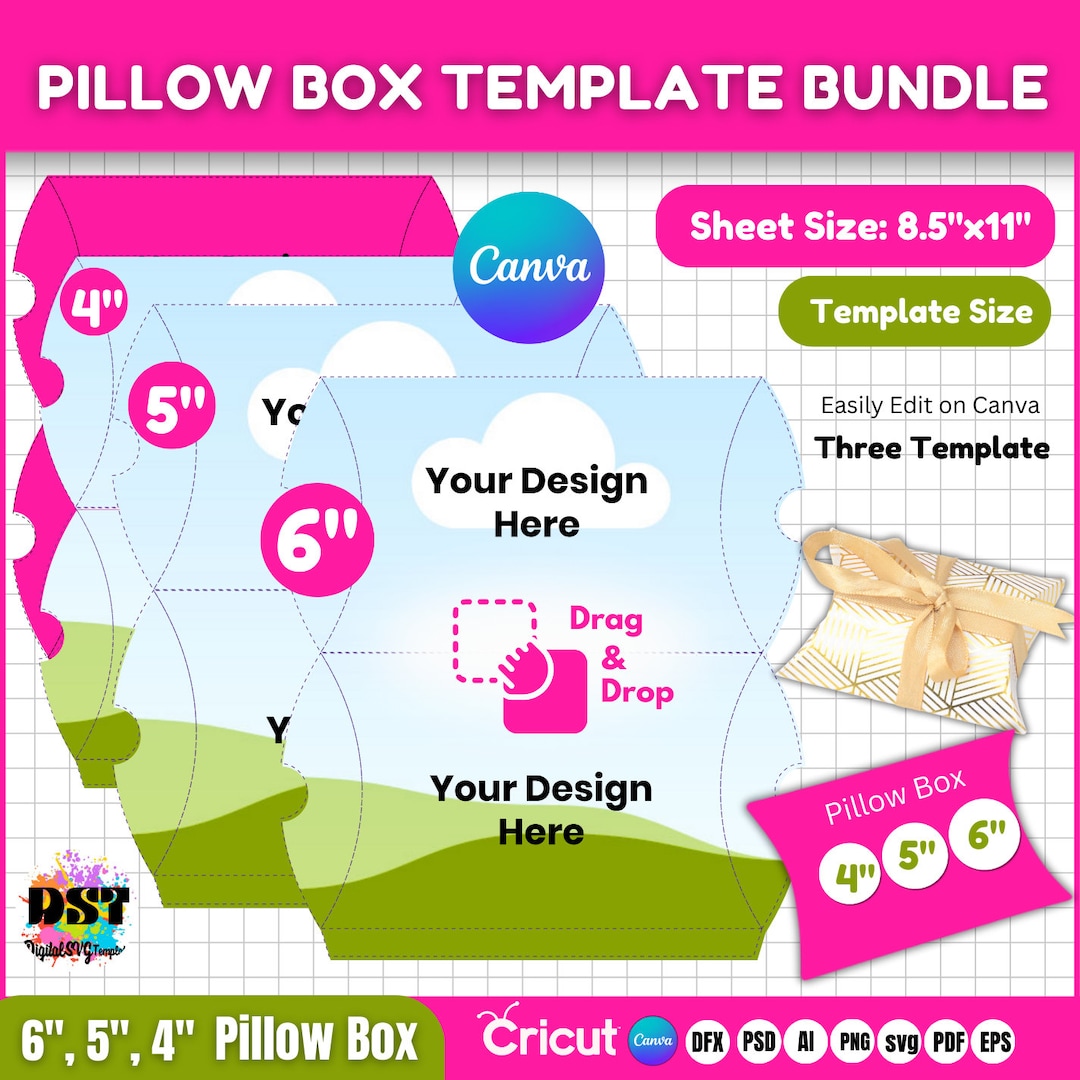 Pillow Box Template, Party Favor Box Template, Pillow Boxes, Box ...