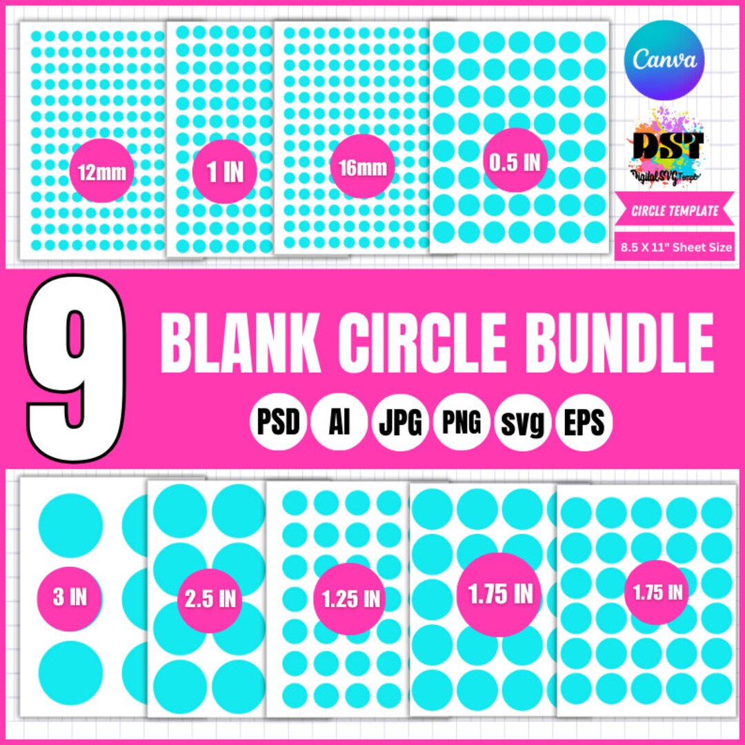 9 Circle Template Bundle, Blank Circle Template Svg, Blank Round Labels ...