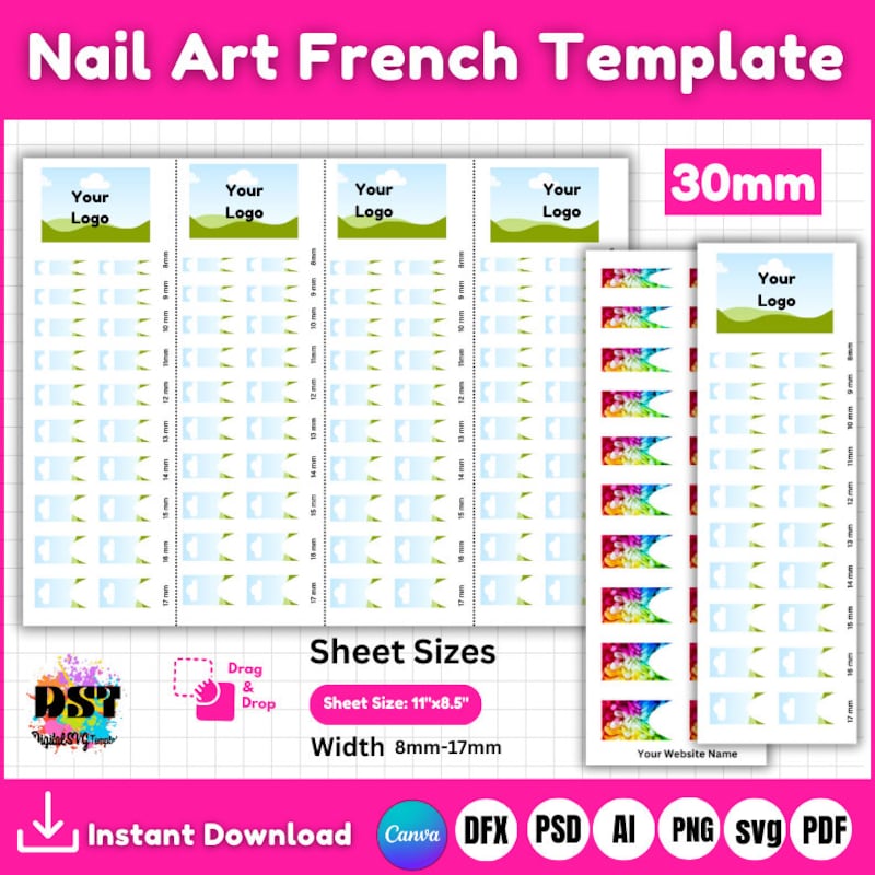 French Nail Stencil Template - Etsy