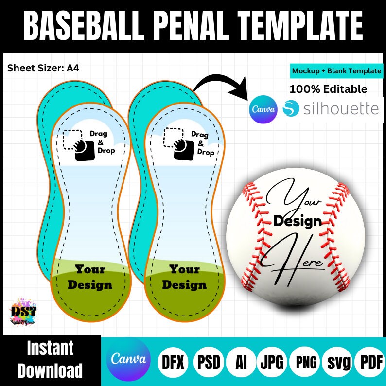 Baseball Panel Template, Baseball Leather Blank Template, Photo ...