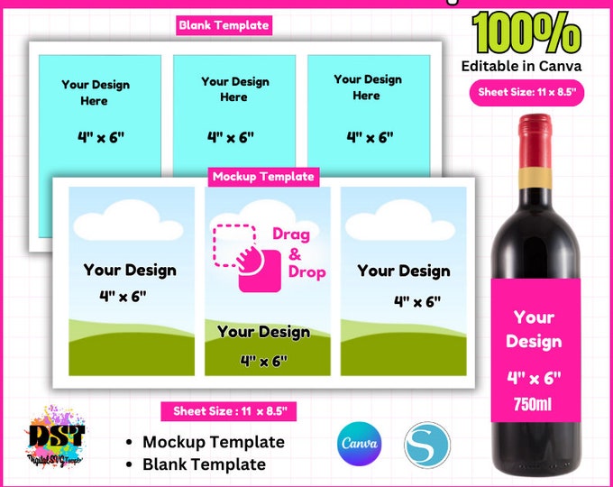 750ml Wine Bottle Label Template, Wine Label Svg, Wine Bottle Labels ...