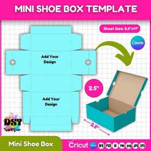 2.5" Mini Shoe Box Template, Shoe Box Svg, Shoe Box Label, Sneaker Box ...