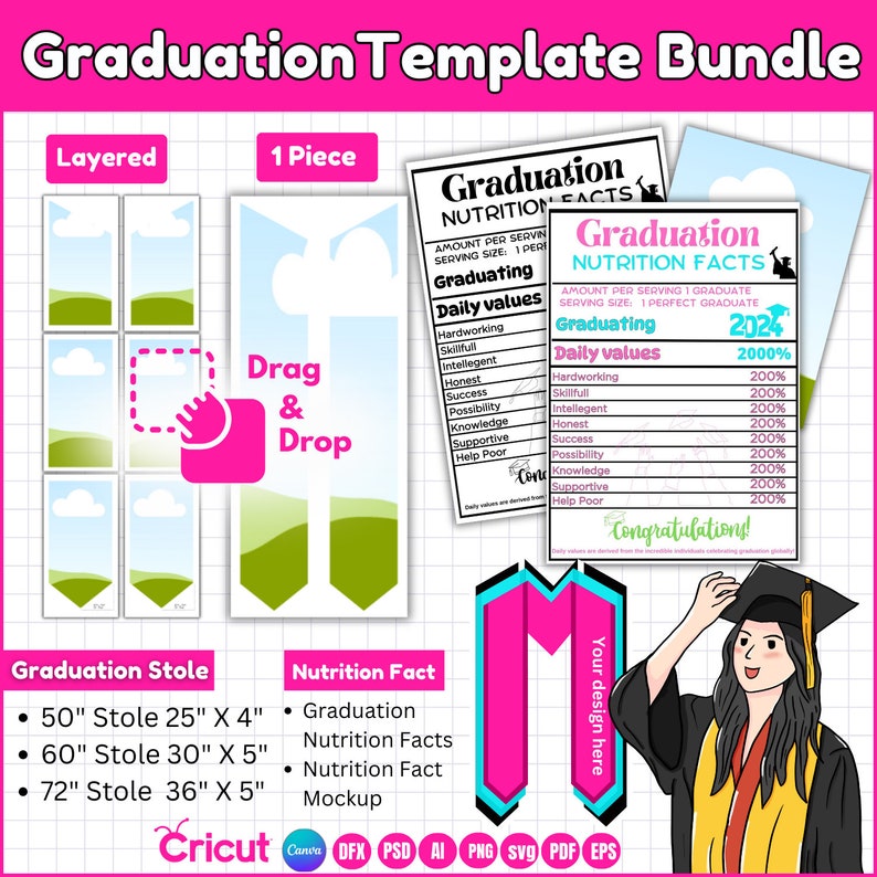Graduation Stole Template, Graduation Cap Svg, Graduation Nutrition ...