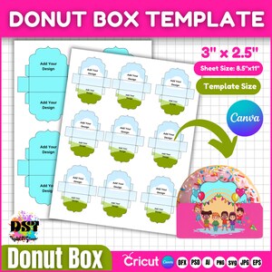 Mini Donut Box Template, Donut Holder Template, Donut Box Svg, Party Favors Template, Gift Boxes ...