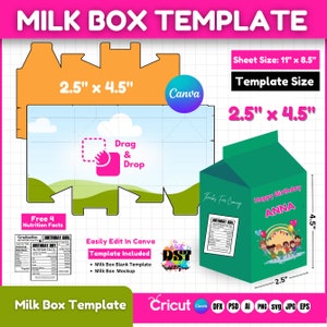 Milk Box Template Bundle Milk Carton Box Template, Gift Box Blank ...