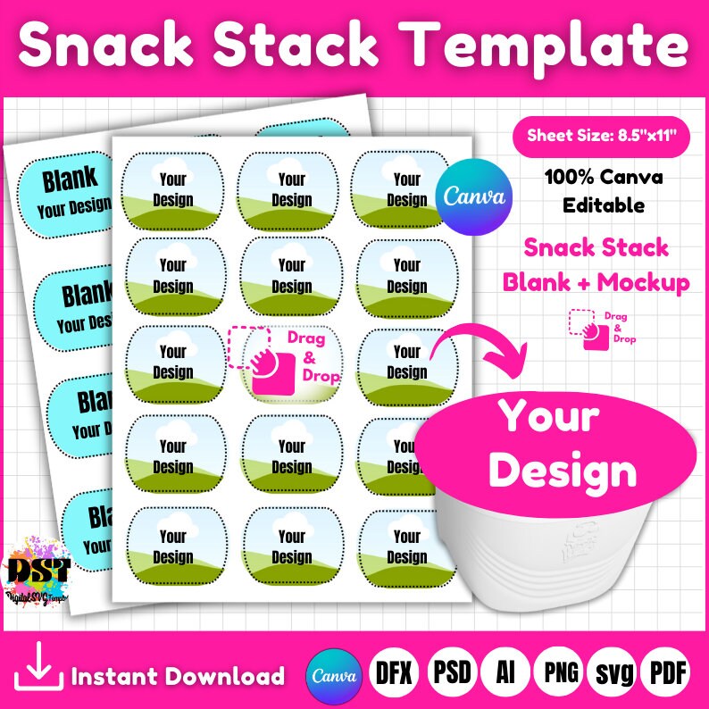 Snack Stack Chip Topper Label Template, Snack Template, Potato Snack ...