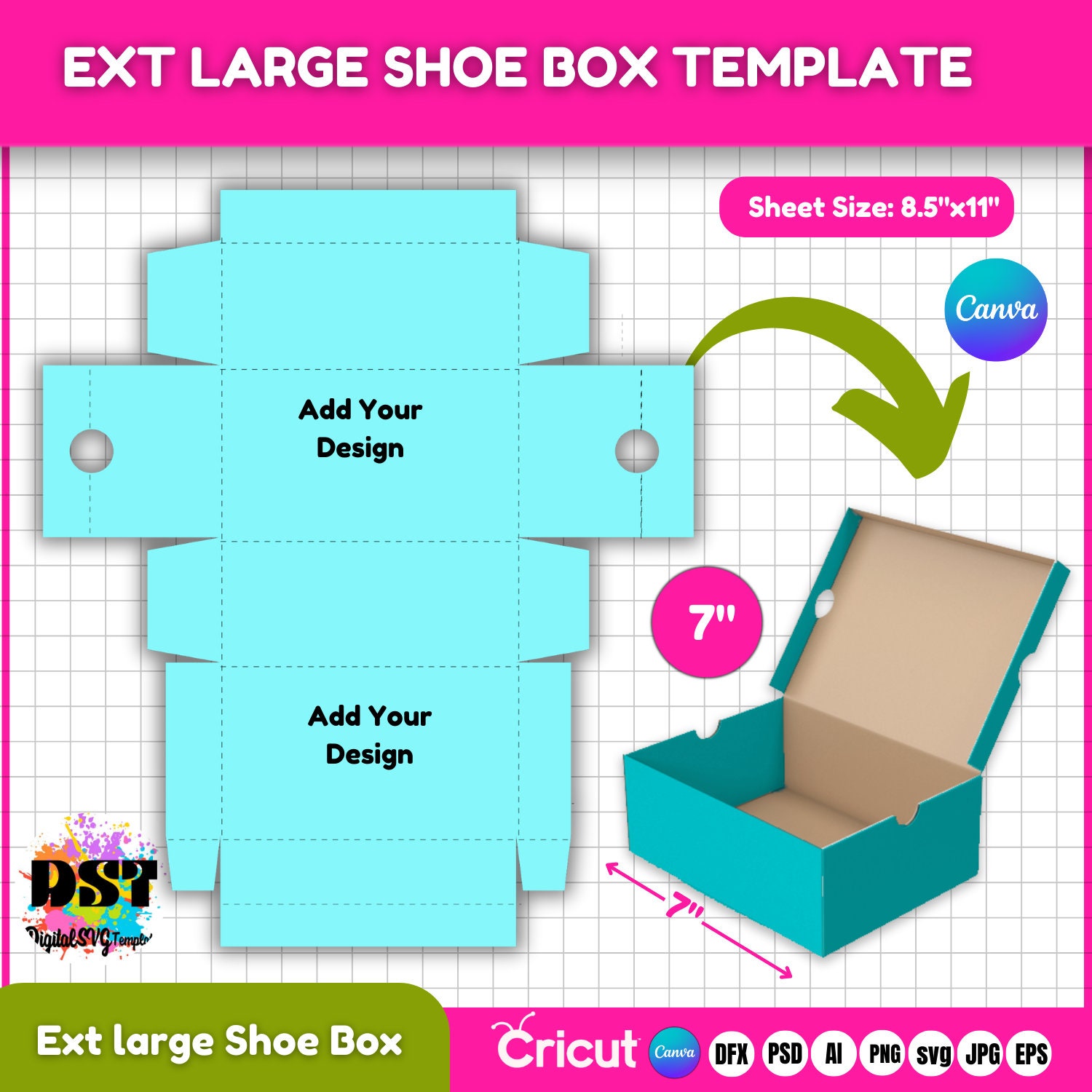 7 Extra Large Shoe Box Template, Shoe Box Svg, Shoe Box Label, Sneaker ...