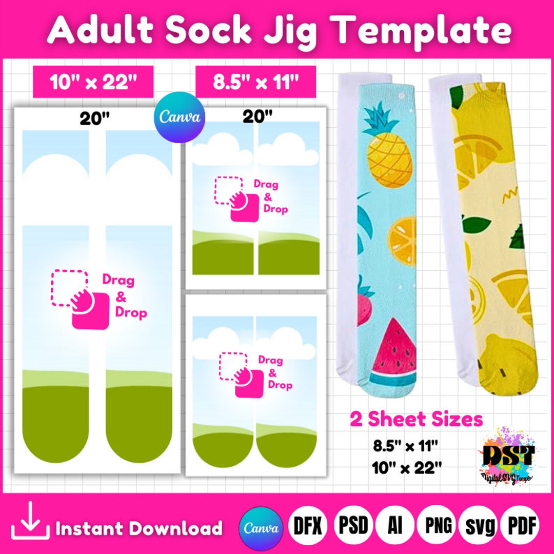 Sock Jig Template Svg, Adult Sock Jig Template, Ankle Sock Jig Template ...
