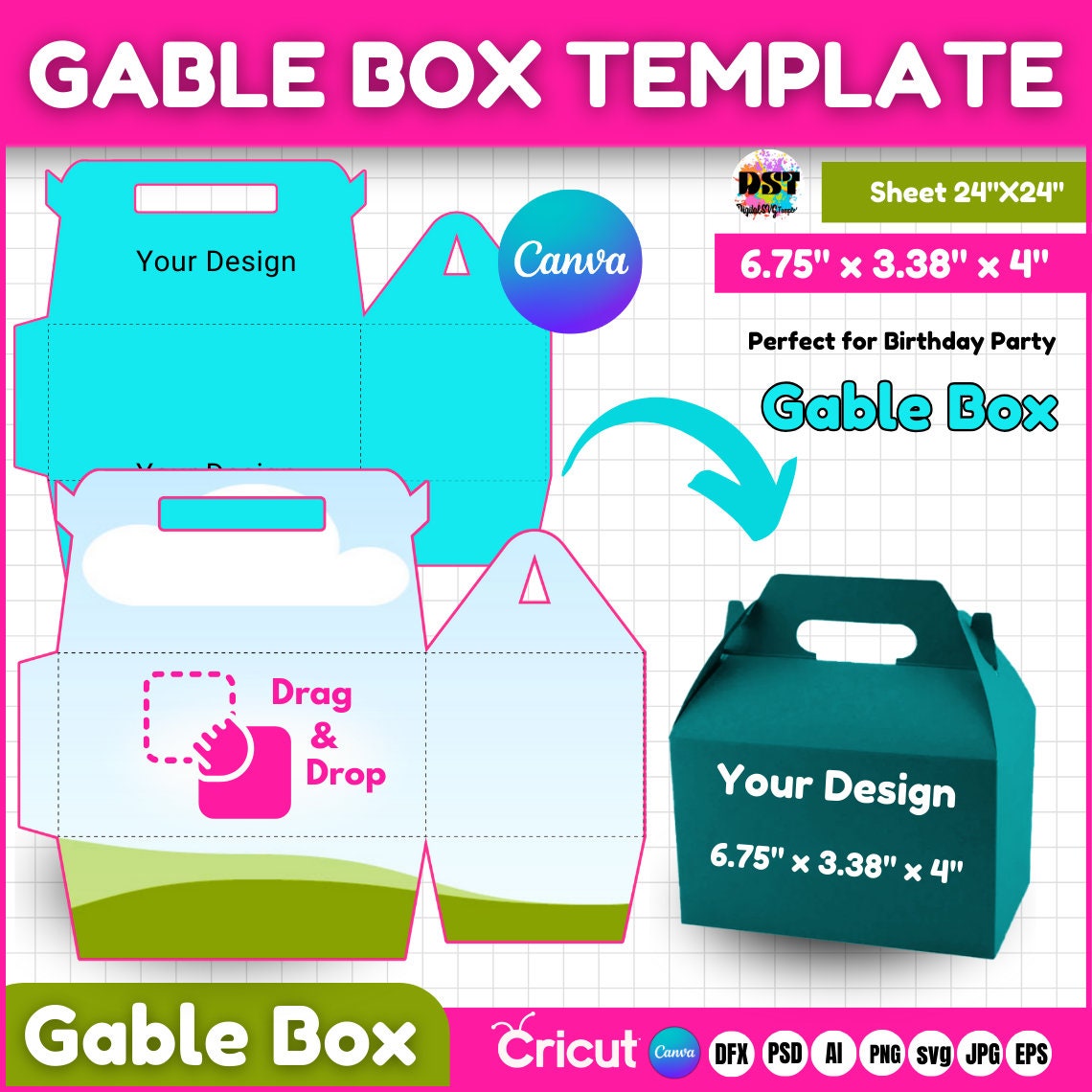 Gable Box Template Svg, Gable Box Template, Party Favor Box, Gable Box ...