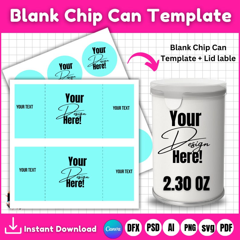 2.30 Oz Chip Can Label Template, Potato Chip Can Template, Snack Stack ...