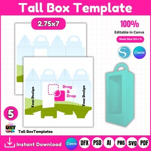 Tall Box Bundle, DIY Tall Box Templates, Tall Box Template Mockup, Tall ...