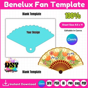 Scallop Small Hand Fan Blank Template, Scalloped DIY Paddle Fan Label ...