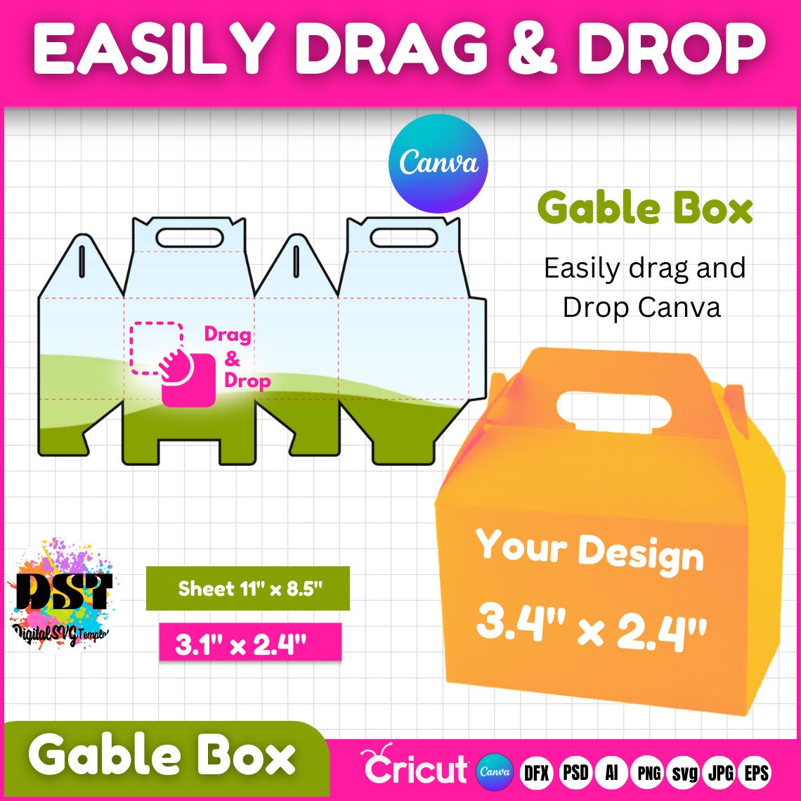 Gable Box Template Svg, Gable Box Template, Party Favor Box, Gable Box ...