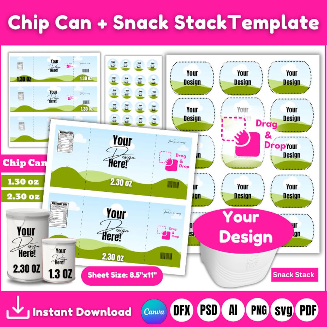 Chip Can Label Template, Potato Chip Can Template, Snack Stack Chip Label ,snack Stack Chip ...