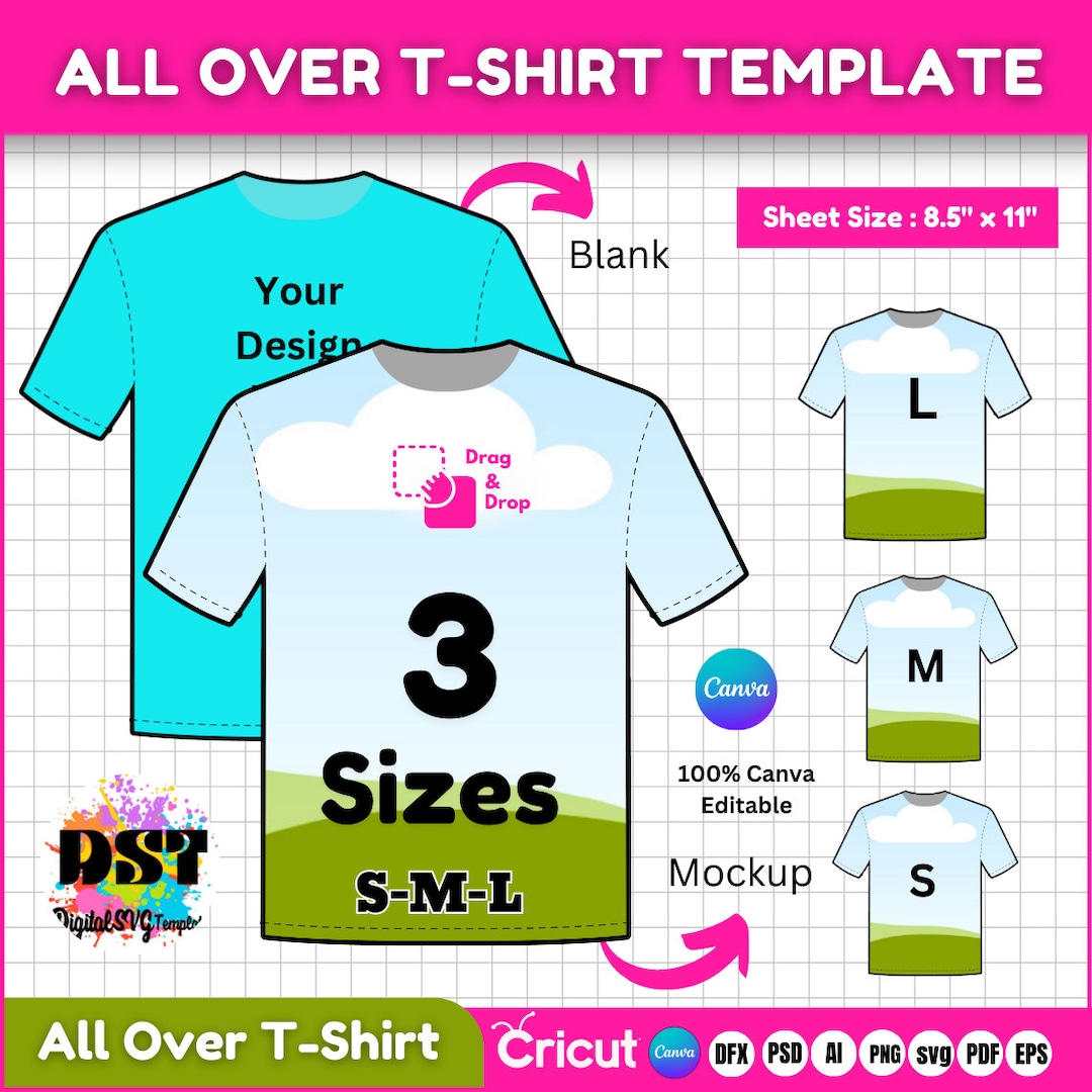 All Over T-shirt Template, Tshirt Outline Template Svg, T-shirt ...