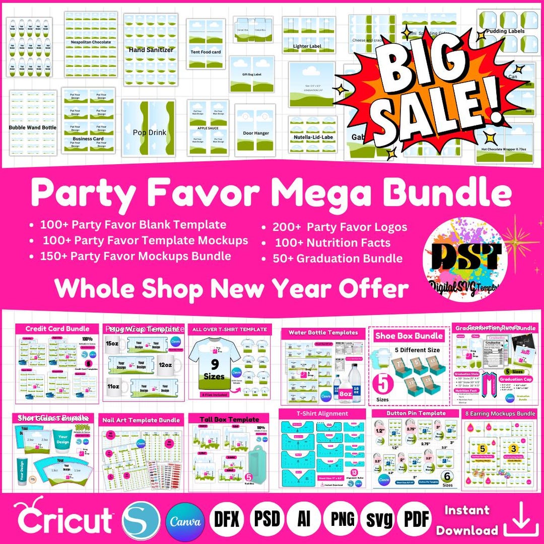 Party Favor Templates Bundle, Party Favor Templates Mockups, Chip Bag ...