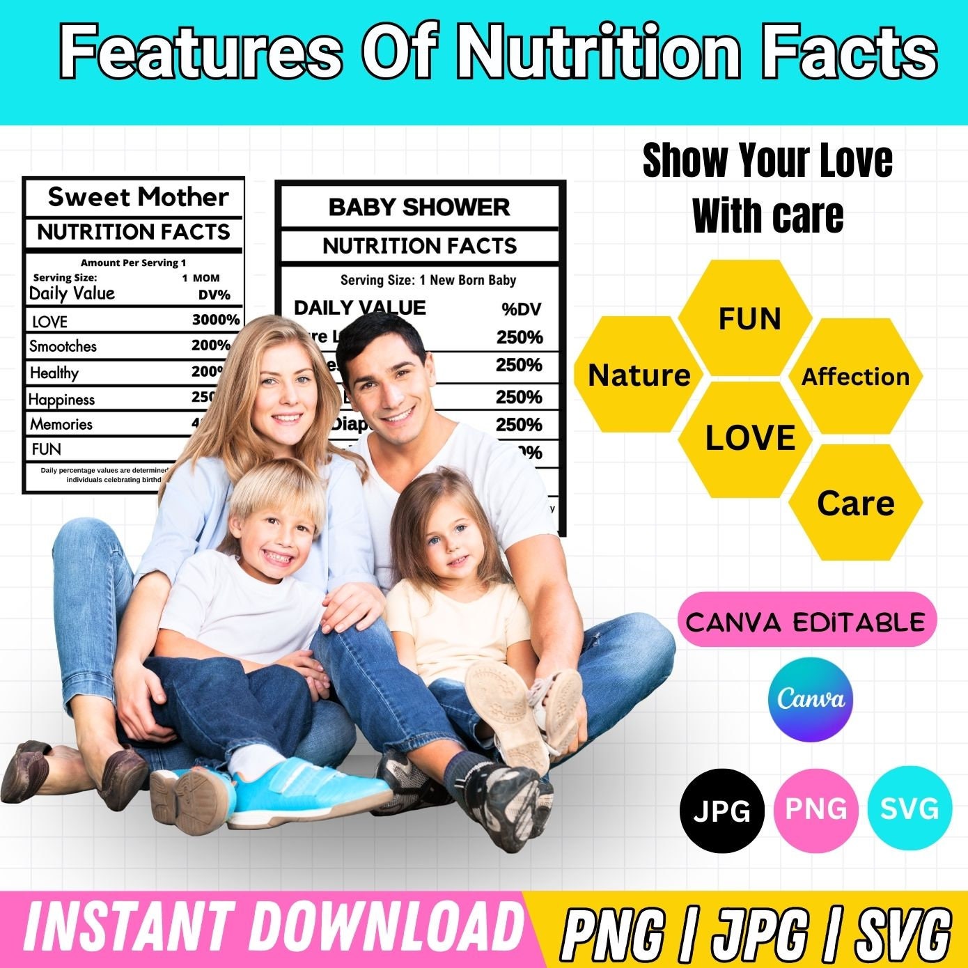 Mom Nutrition Fact, Baby Shower Nutrition Facts Bundle Nutrition Facts ...