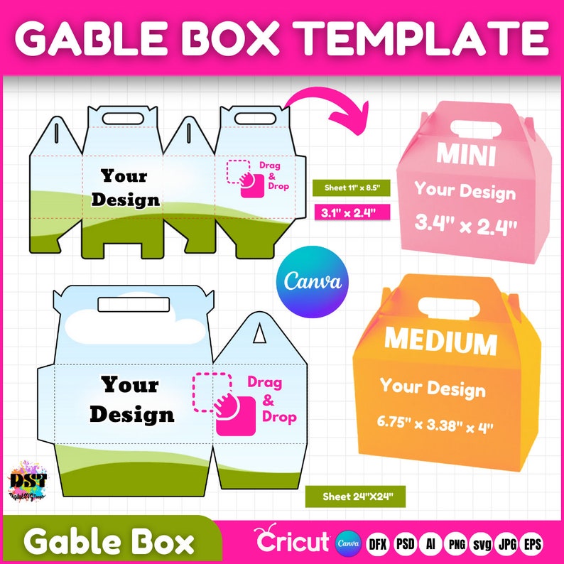 Gable Box Template Svg, Gable Box Template, Party Favor Box, Gable Box ...