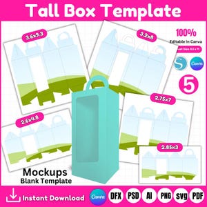 Tall Box Bundle, DIY Tall Box Templates, Tall Box Template Mockup, Tall ...