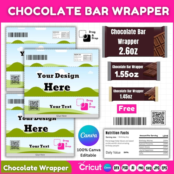 Chocolate Bar Template for Canva - Etsy