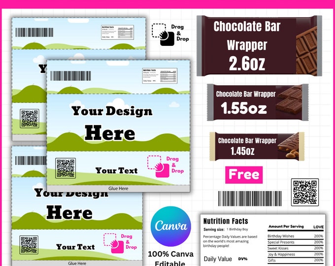 Chocolate Bar Wrapper Template, Candy Bar Wrapper, Chocolate Wrapper ...