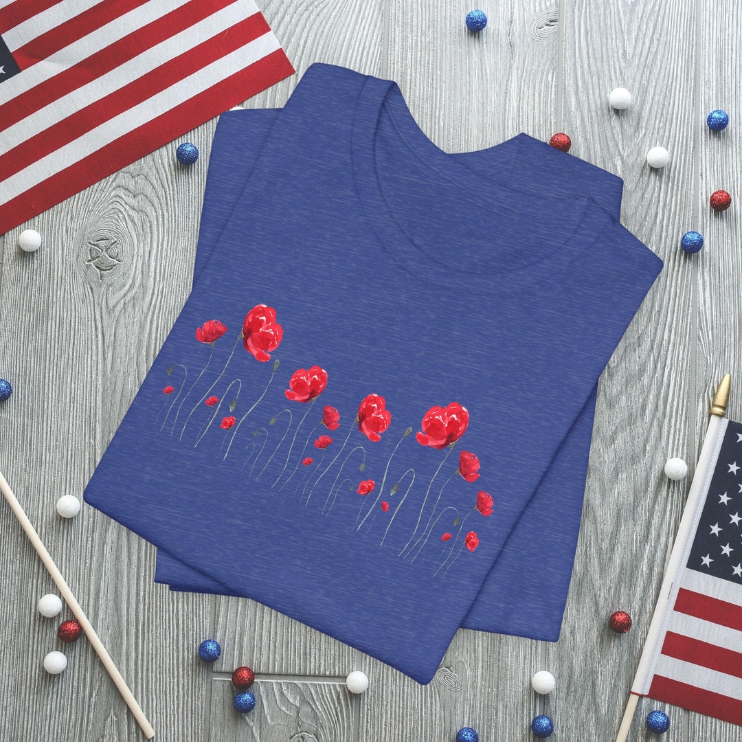 Red Poppy Shirt, Patriotic Flowers, Memorial Day, Veterans Day, Fourth ...