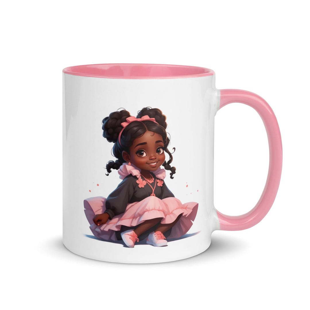 Cute Black Baby Girl Pink Dress Mug Cute Mug Gifted Kids Christmas Mug ...