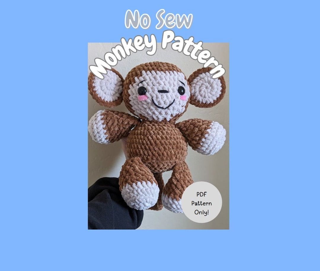 NO-SEW Monkey Pattern, Low-sew Crochet Pattern, Amigurumi, PDF Download ...