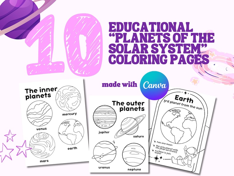 Solar System Coloring Pages: Kids Astronomy Activity (PDF Printable) - Etsy
