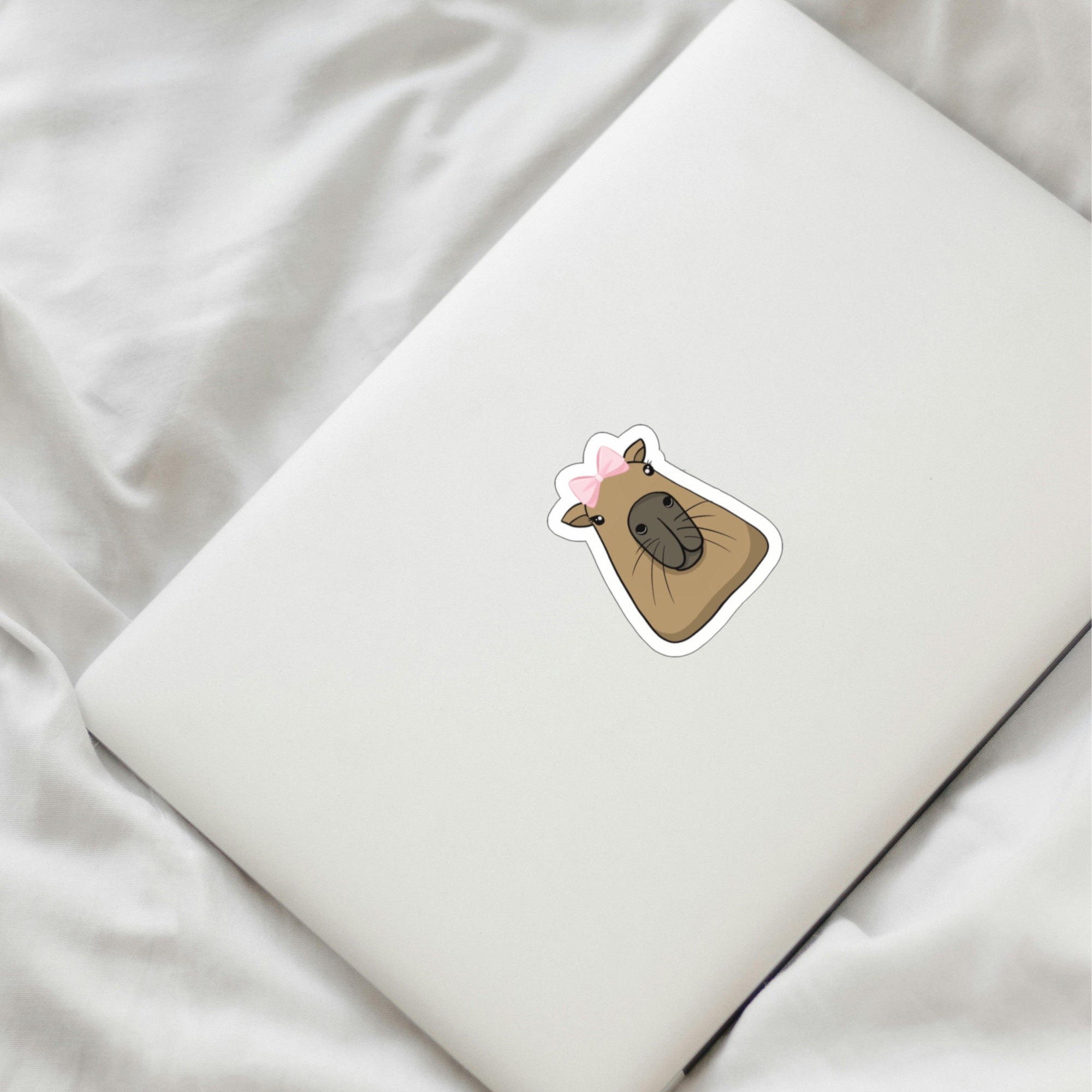 Capybara Wearing A Pink Bow Sticker, Coquette Capybara Stickers, Cute ...