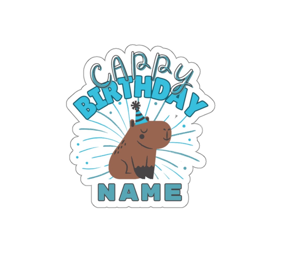 Custom Animal Birthday Sticker, Personalized Birthday Gift, Cute Cappy ...