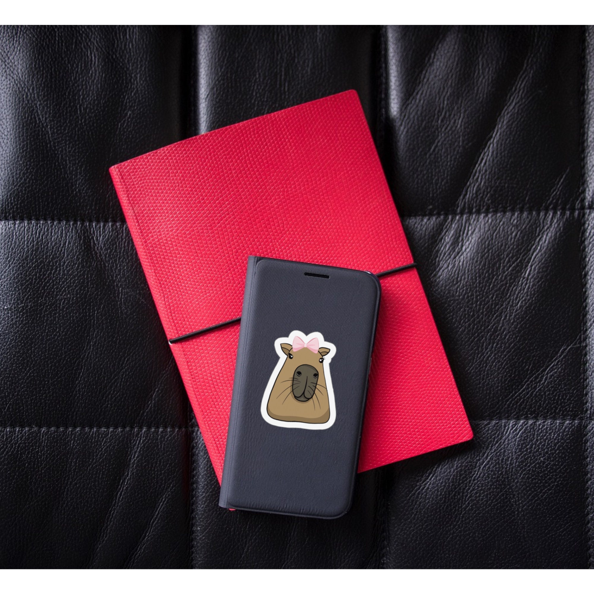 Capybara Wearing A Pink Bow Sticker, Coquette Capybara Stickers, Cute ...