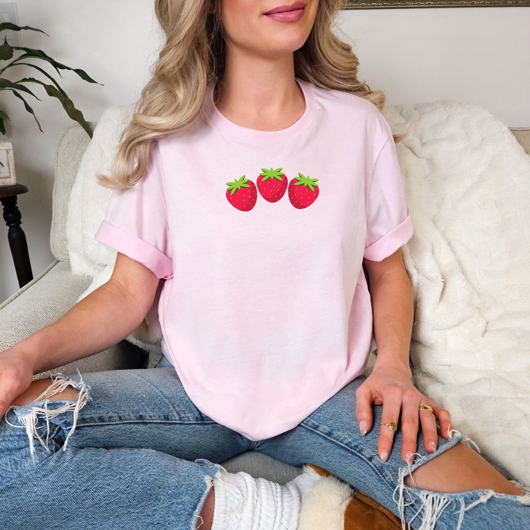 Cute Graphic Strawberry Tee, Womens Fun Berry Top, Strawberry Clothing ...