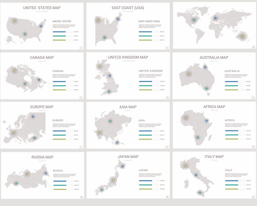 Modelo de PowerPoint de mapa editável personalizado, modelos de ...