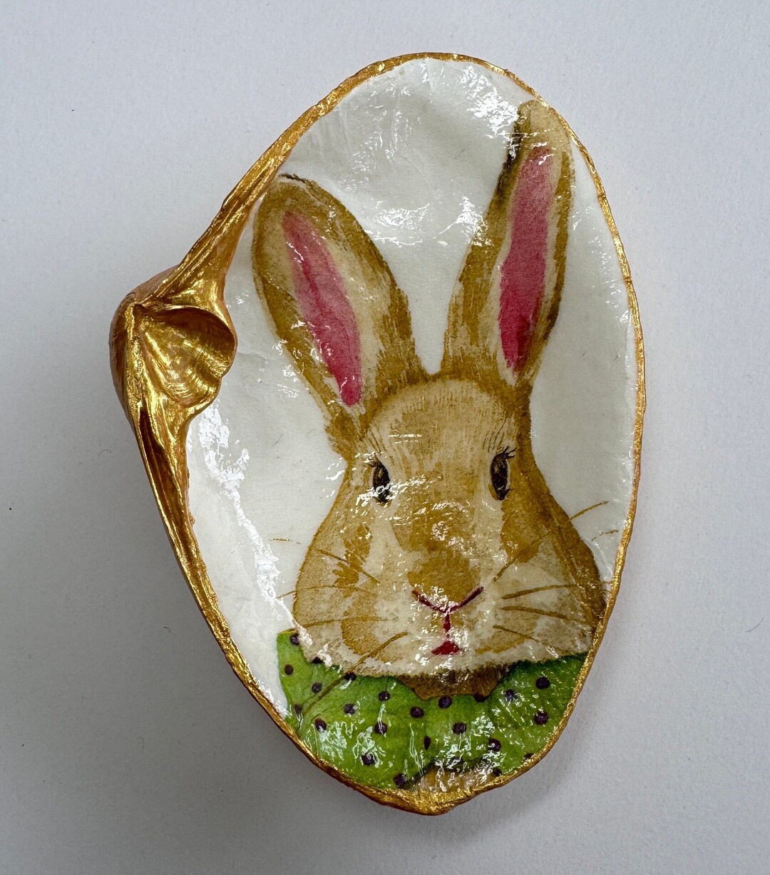 Easter Bunny Decoupaged, Hand-maid Clam Shell - Etsy