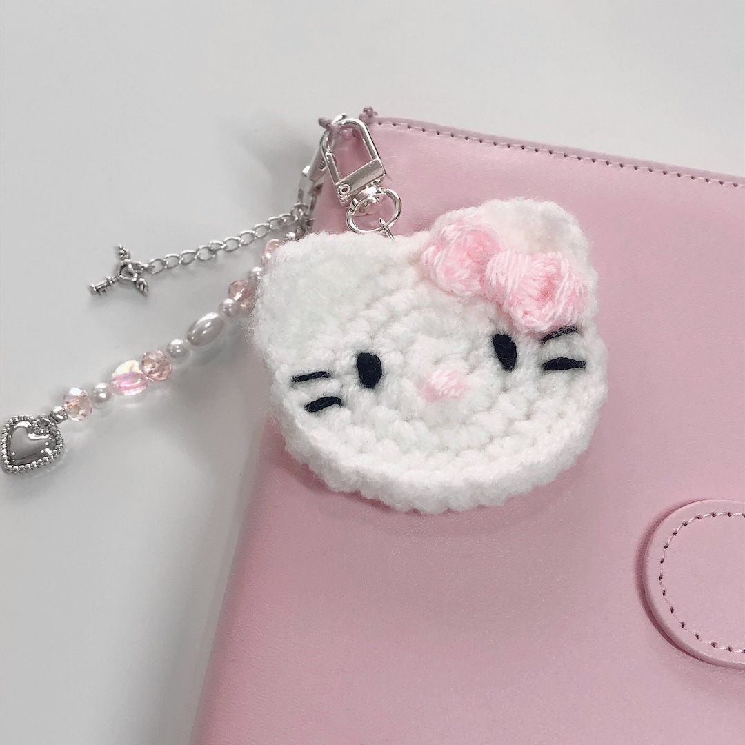 Crochet Pink Hello Kitty Keychain - Etsy