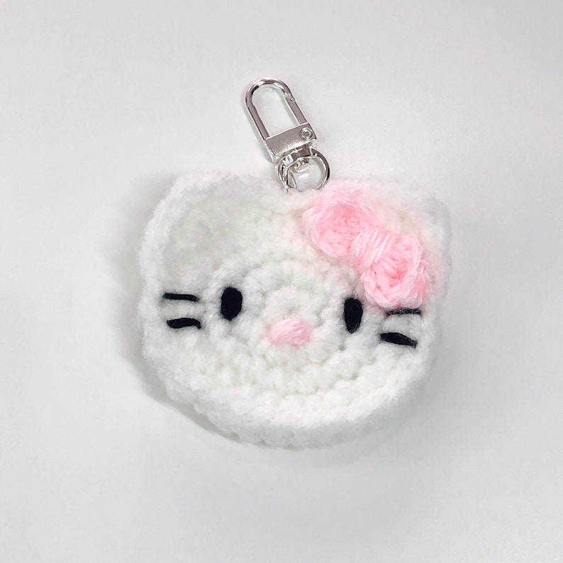 Crochet Pink Hello Kitty Keychain - Etsy
