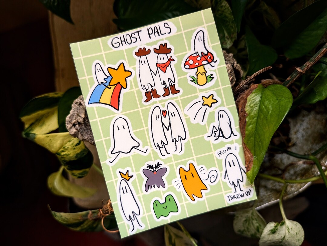 Ghost Pals Sticker Sheet | Handmade Glossy Vinyl Sticker Sheet - Etsy