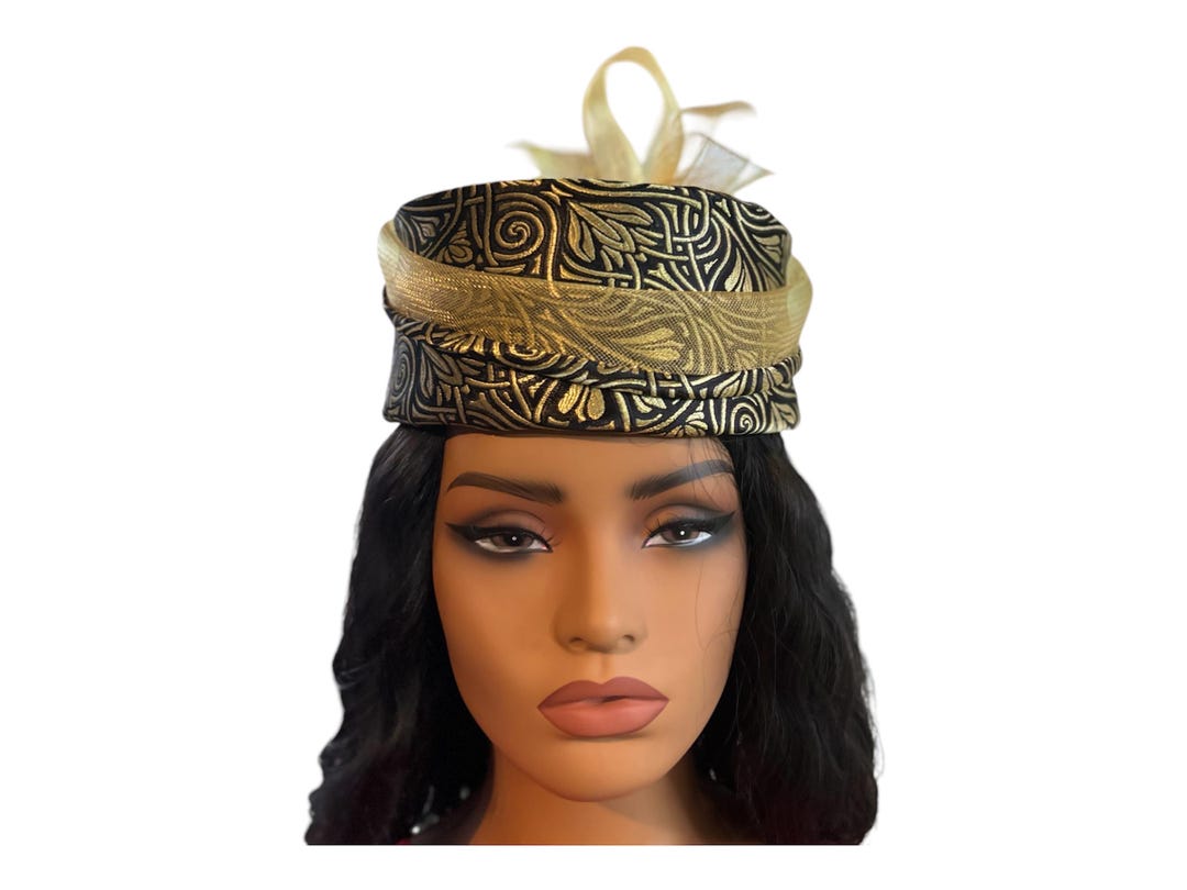 Black and Gold Brocade Lace Ladies Hat - Etsy