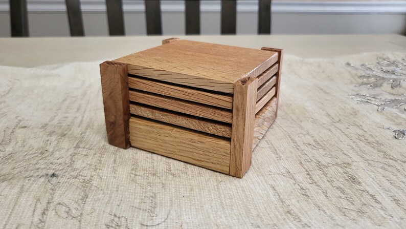 Oak Wood Coaster Set - Etsy