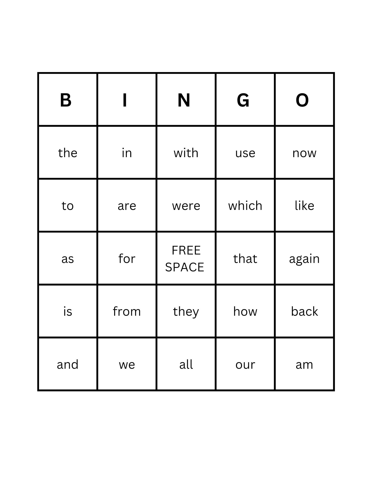 Sight Words Bingo Printable - Etsy
