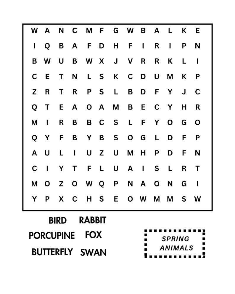 Animal Activity Workbook Word Search Coloring Pages and Scavenger Hunt ...